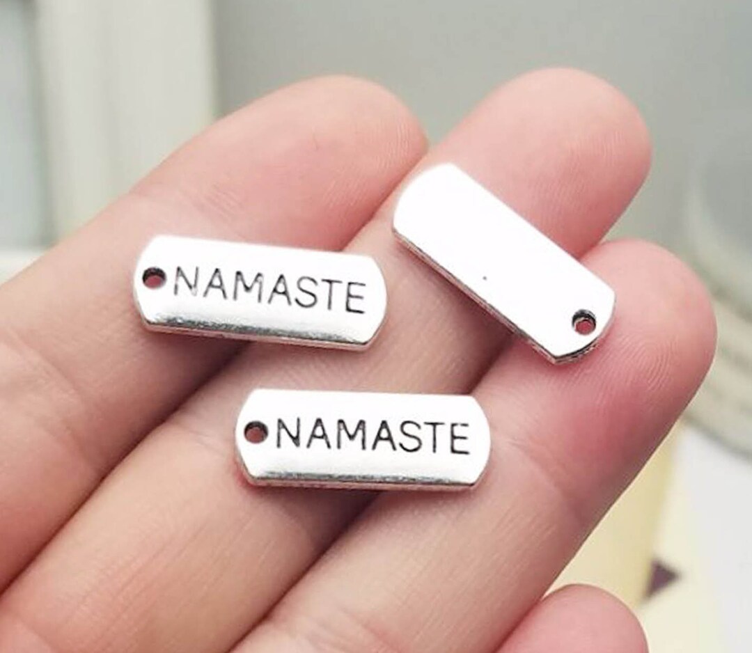 20pcs/lot Namaste Charms Antique Silver Plated Namaste Tag Charms ...
