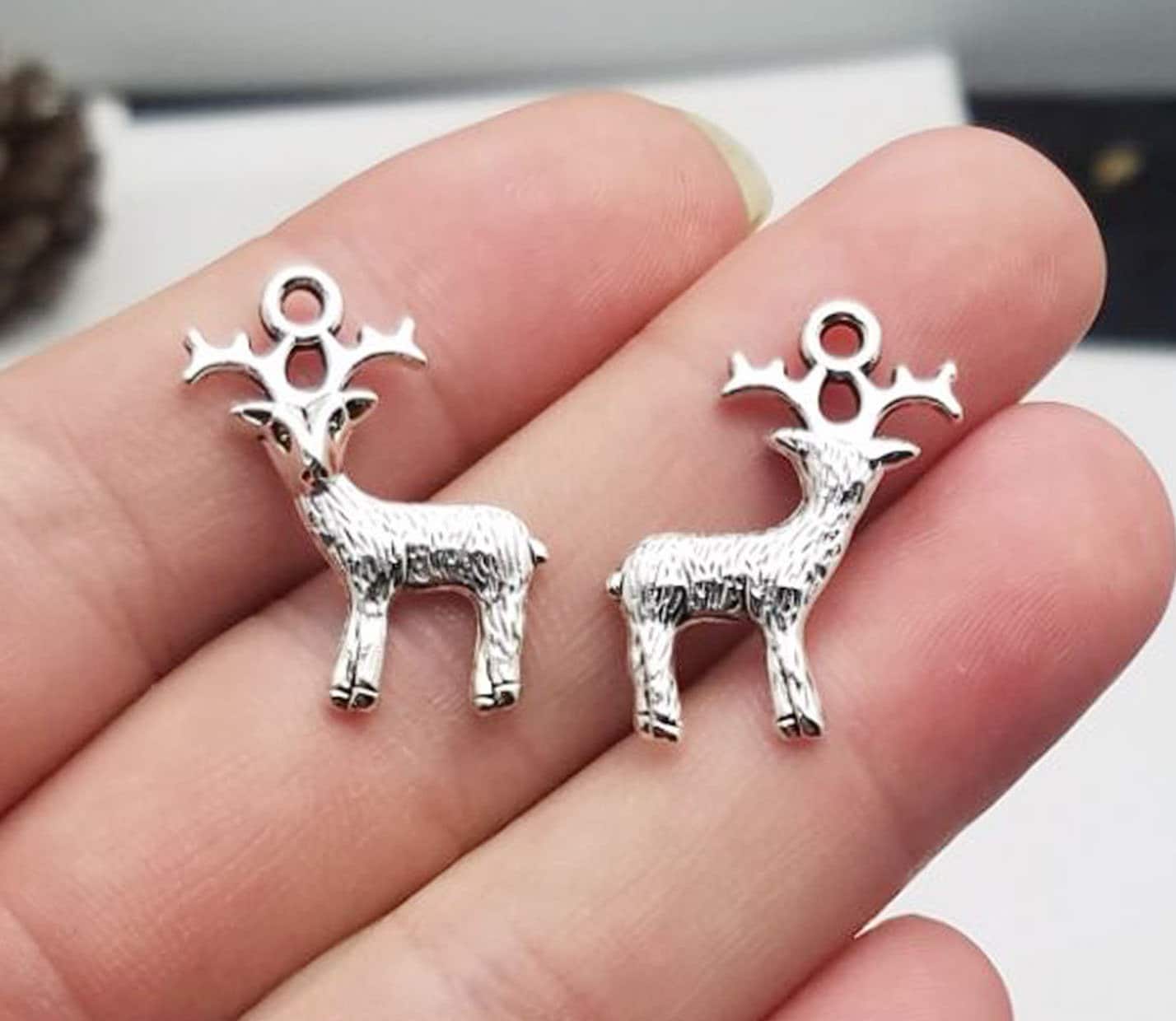 40pcs/lot Lucky Deer Charms Antique Silver Plated Christmas - Etsy