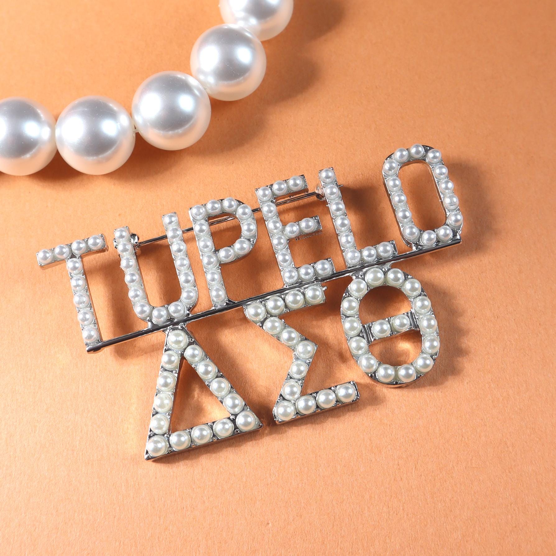 Personalized Pearl Letters Brooch, Custom Greek Letters Design ...