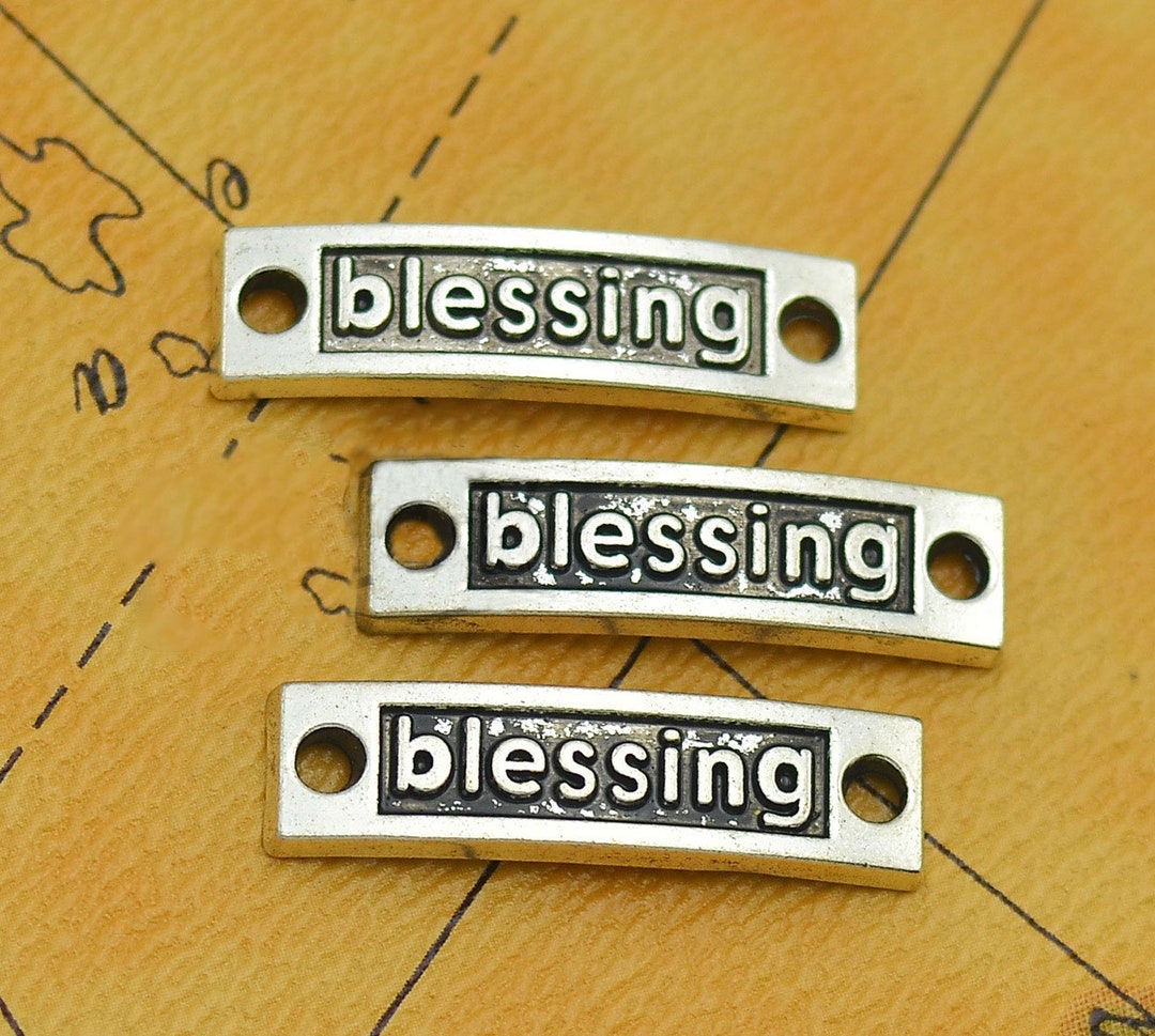 10pcs/lot Blessing Charms Antique Silver Tone Bless Word Charm Pendants ...