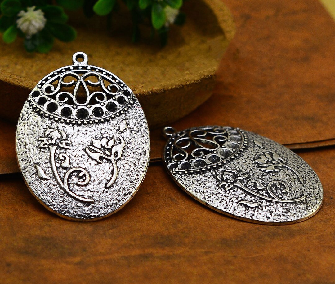 5pcs/lot Flower Antique Silver Color Plated Pendants Making DIY ...
