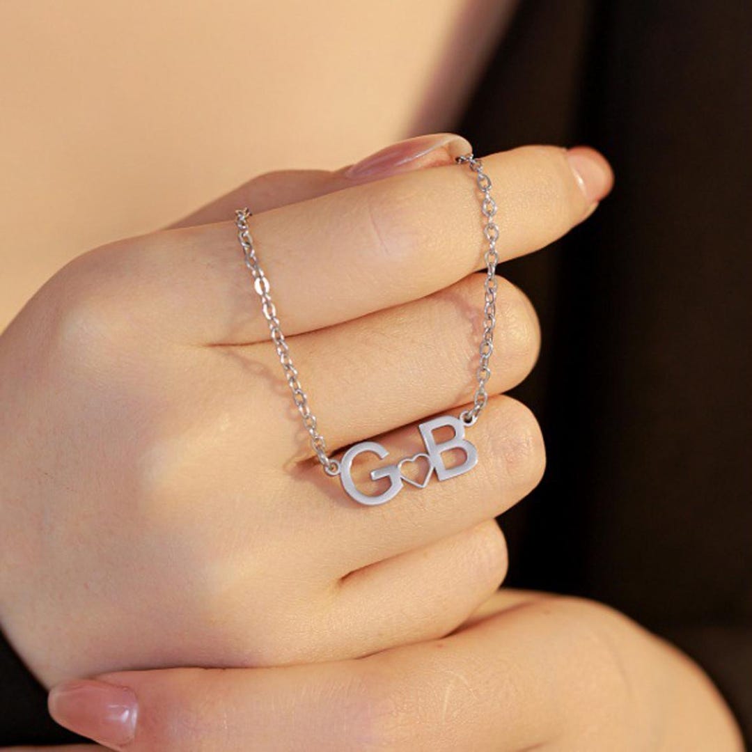 Custom Double Initials Necklace, Personalised Initials Name Necklace ...