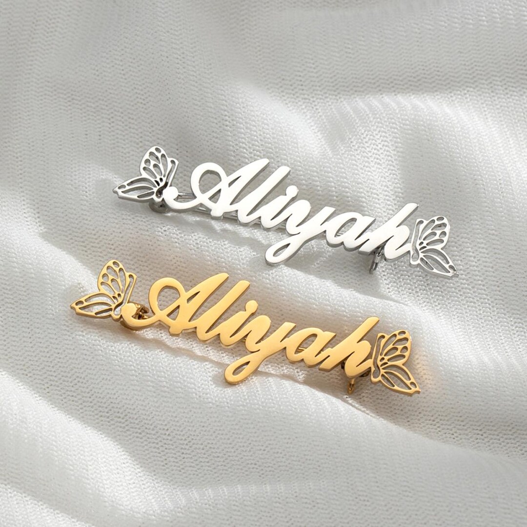 Custom Women's Name Brooch, Elegant Design Name Lapel Pin With ...
