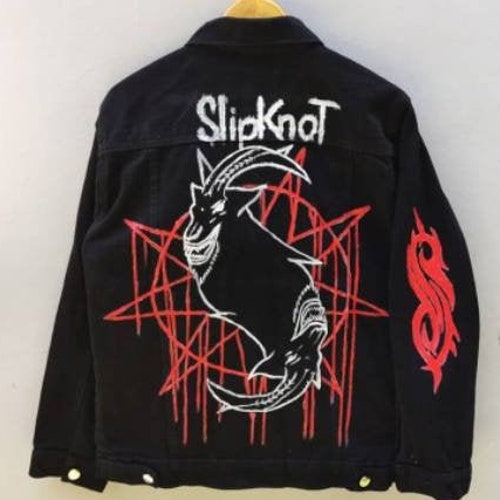 Hand Painted Slipknot in Denim Jacket Punk Rock Band Street - Etsy