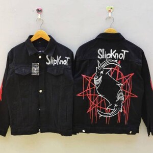 Hand Painted Slipknot in Denim Jacket Punk Rock Band Street Art - Etsy