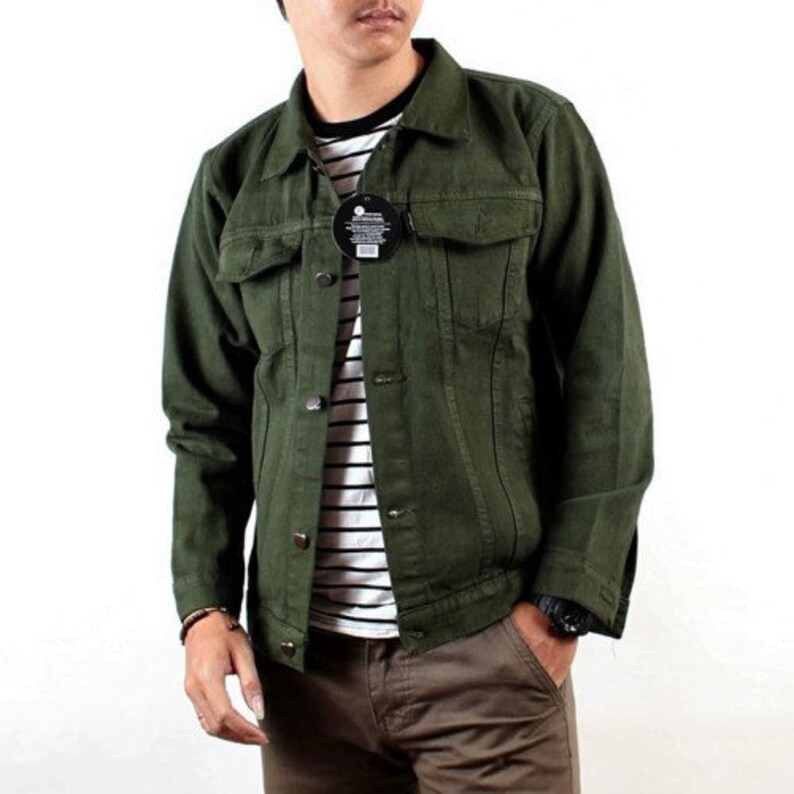 Wolf Design Custom Painted Green Denim Jacket Punk Rock Jacket Street ...