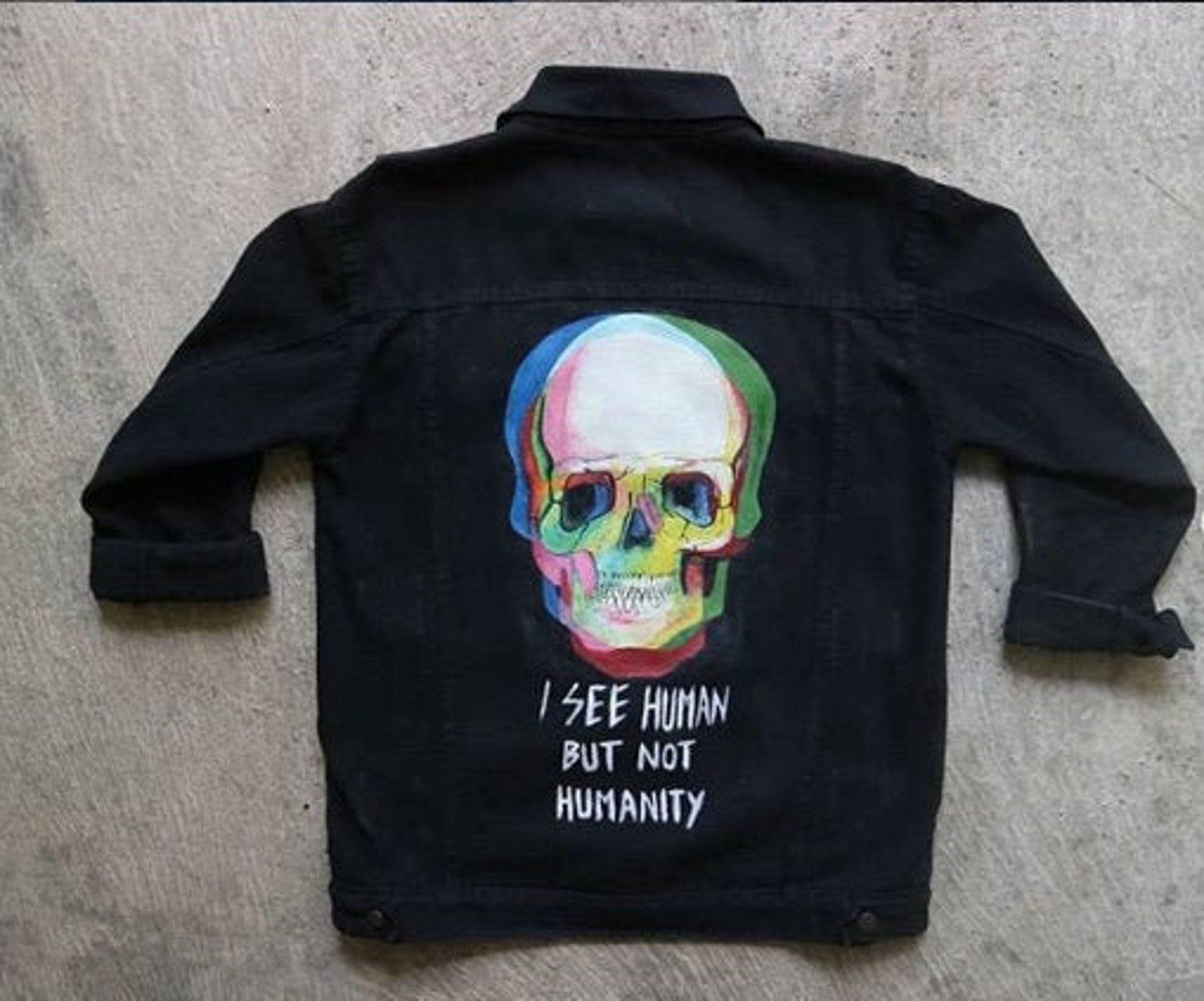 I See Human but Not Humanity Jacket Denim Vintage Art - Etsy