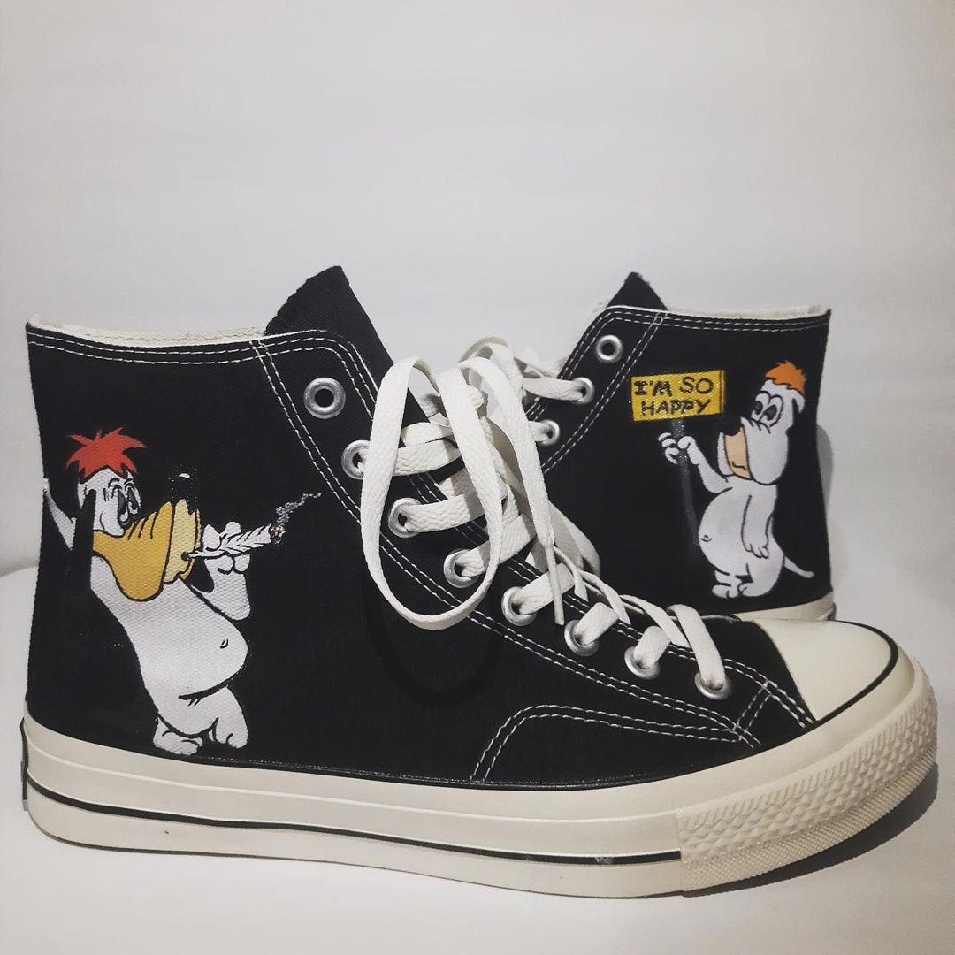 Cartoon Droopy Dog on Shoe Tie Sneakers - Etsy