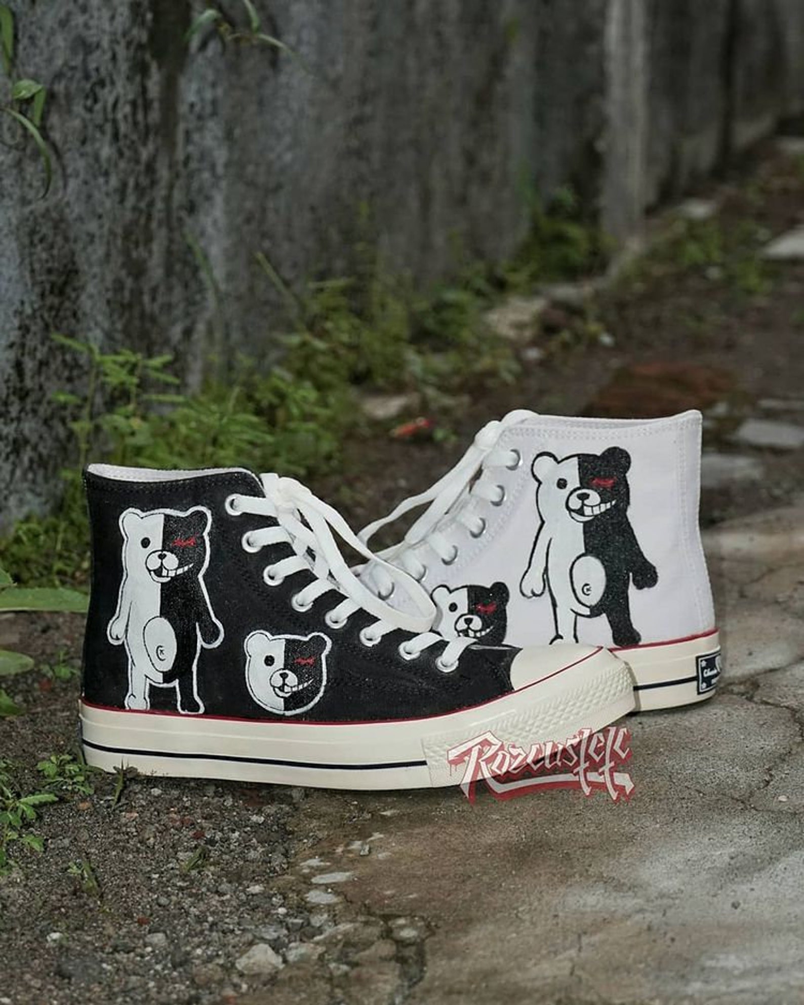 Monokuma Shoes Design Custom Painting Sneakers Street Art | Etsy