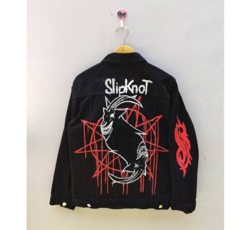 Hand Painted Slipknot in Denim Jacket Punk Rock Band Street - Etsy