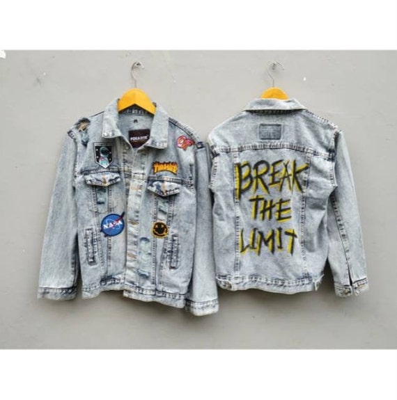 Break the Limit in Denim Jacket Aesthetic Punk Rock - Etsy