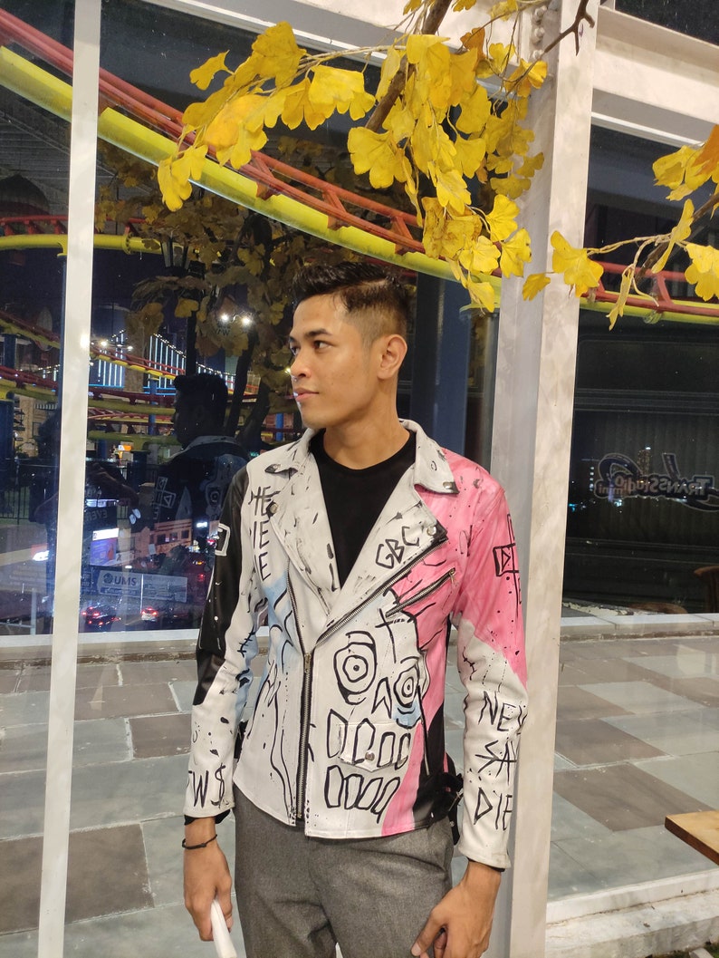 Lil Peep Rapper Custom Leather Jacket Street Art Never Say Die - Etsy UK