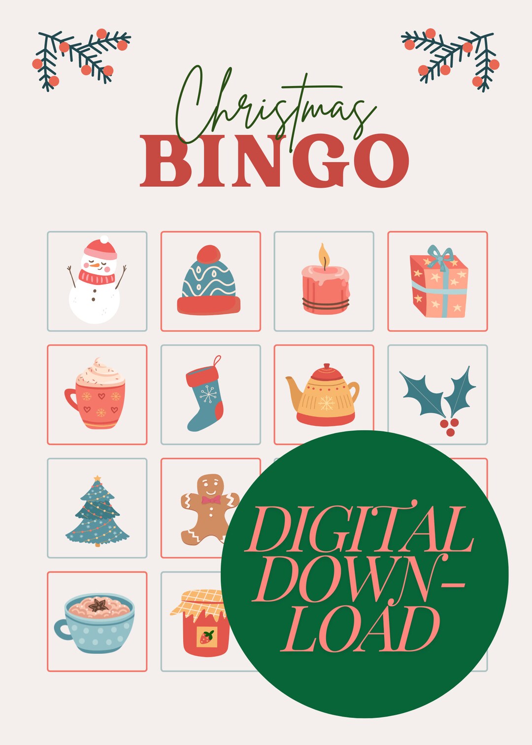 Christmas Bingo Fun Game for Holidays Digital Download - Etsy