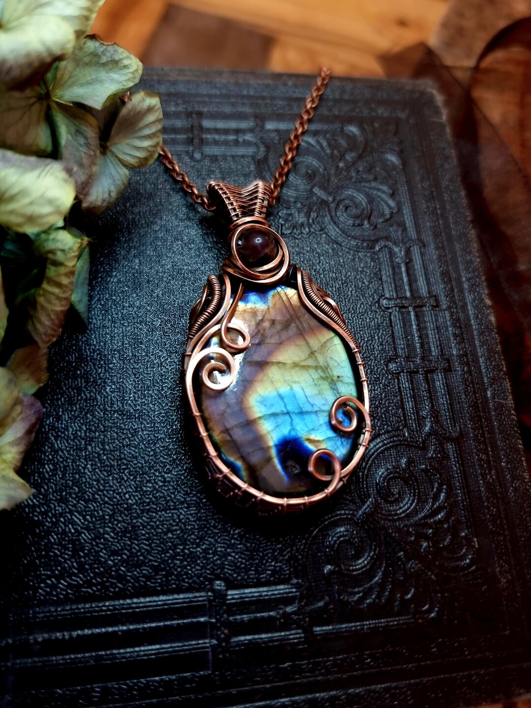Spectrolite Pendant in Copper / Labradorite Wire Wrap Necklace - Etsy