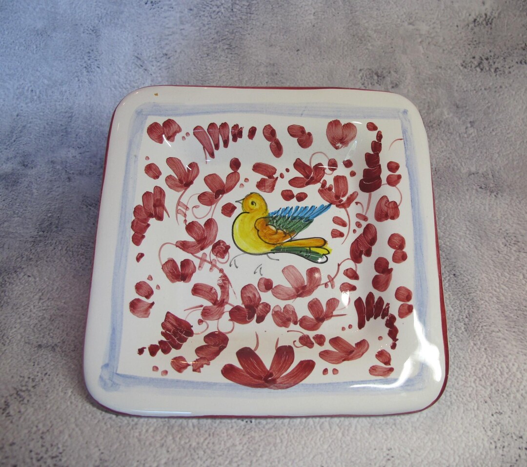 Mario Sambuco, Small Decorative Plate Hand Painted With Pink Flowers ...
