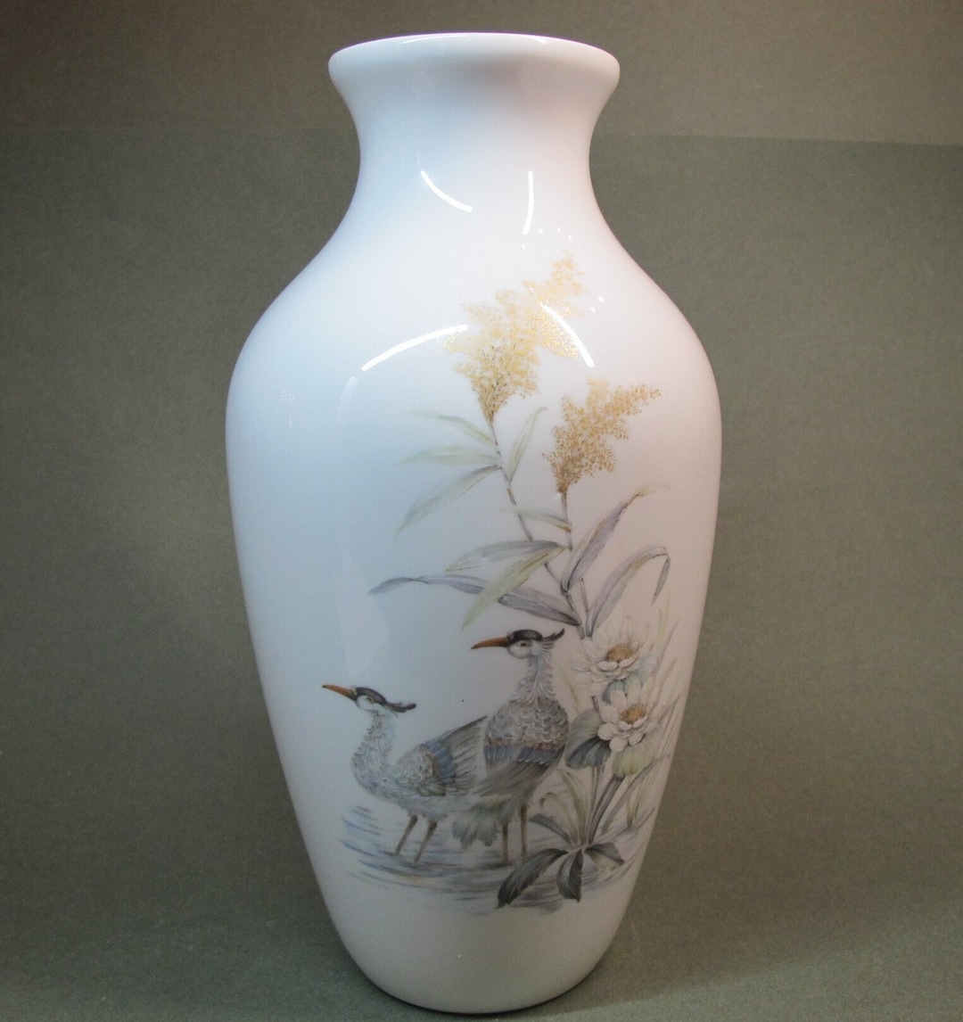 Kaiser, 11-inch Nautika Porcelain Vase Hand-painted With Cranes Signed ...