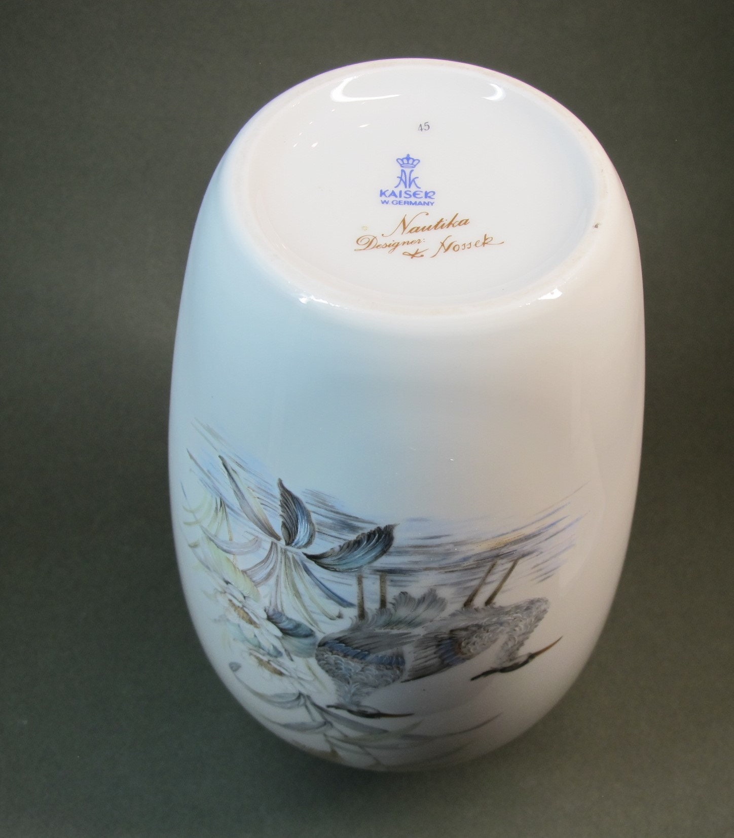 Kaiser, 11-inch Nautika Porcelain Vase Hand-painted With Cranes Signed ...