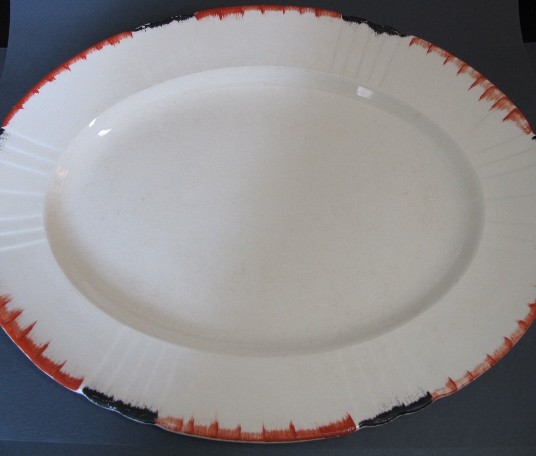 Art Deco, Myott, Son & Co,, Large 17 Inch Hand Painted Serving Dish ...