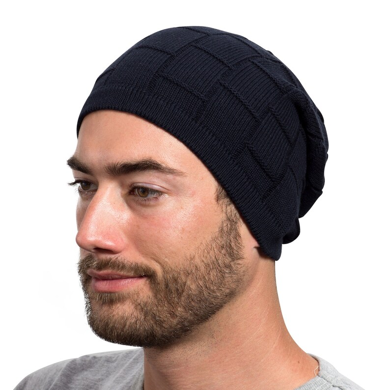 Slouchy Checkered Beanie for Men and Women Cotton - Etsy