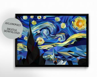The Starry Night Wall Art Printable Vincent Van Gogh - Etsy