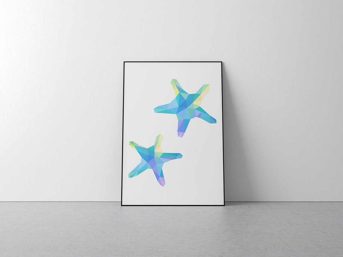 Blue Starfish Ocean Creatures Marine Decor Sea Life Art - Etsy