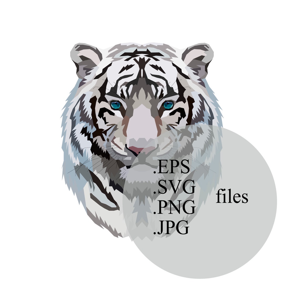 White Tiger Face SVG, Wild Animal Head, White Tiger Clipart, Download ...
