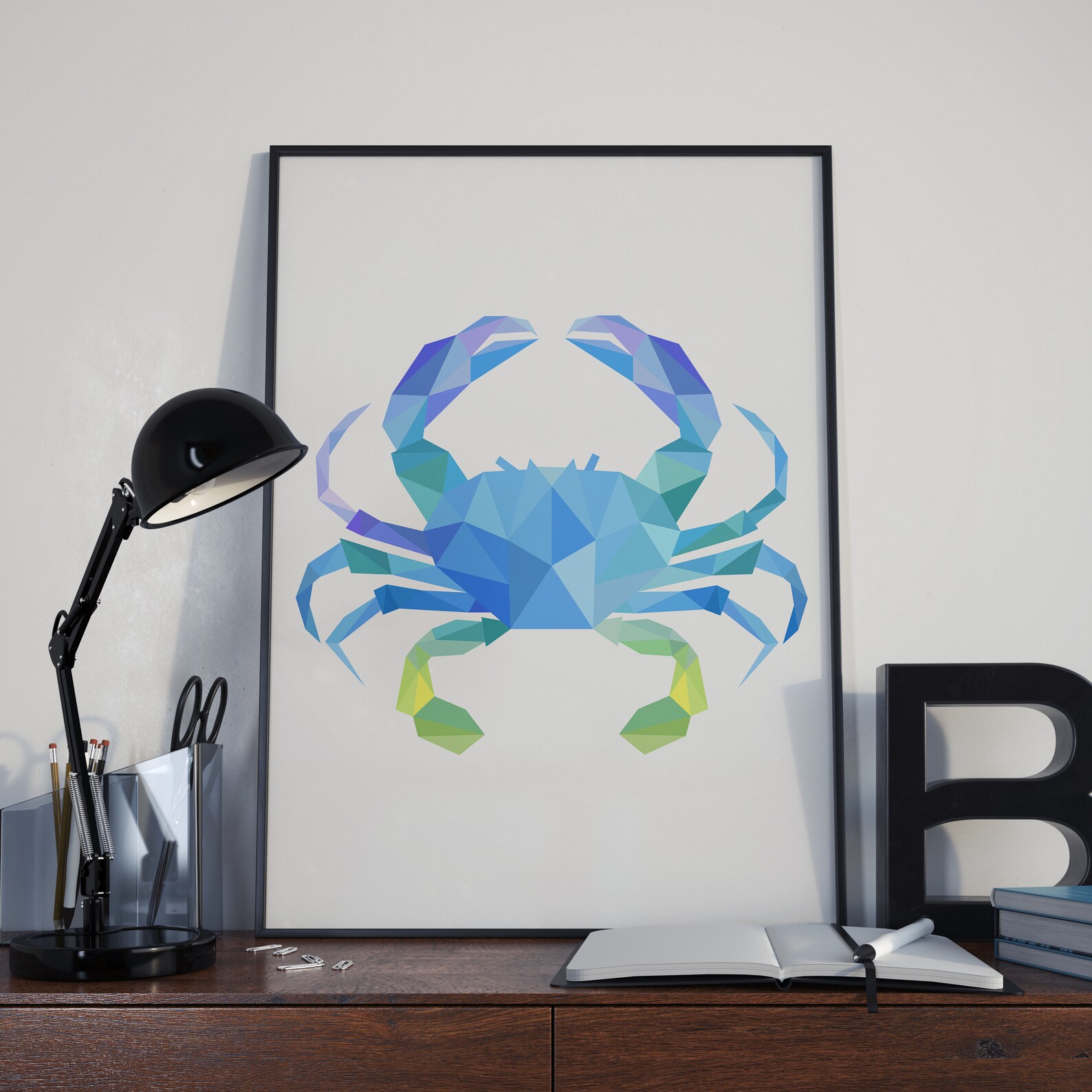 Blue Crab Poster, Nursery Wall Decor, Marine Animal Prints, Seaside ...