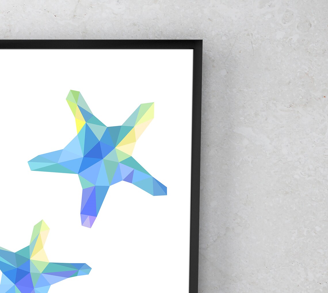 Blue Starfish Ocean Creatures Marine Decor Sea Life Art - Etsy