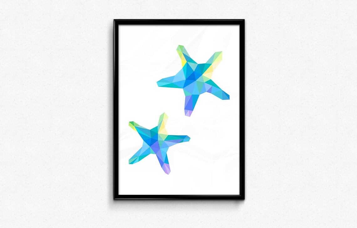 Blue Starfish Ocean Creatures Marine Decor Sea Life Art - Etsy