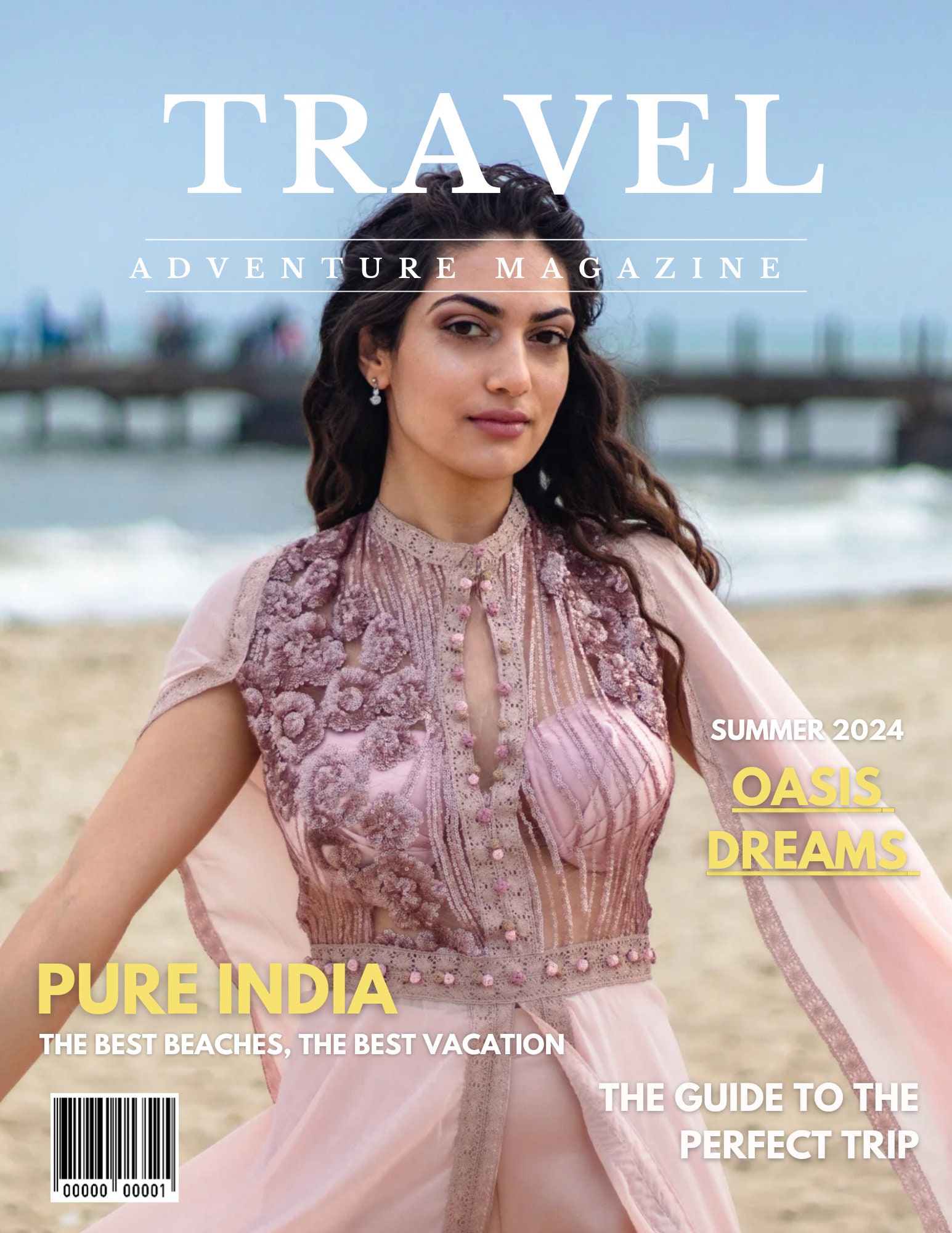 Travel Magazine Cover, Vacation Photo, Social Media Post, DIY, Editable ...