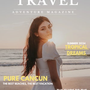 Travel Magazine Cover, Vacation Photo, Social Media Post, DIY, Editable ...
