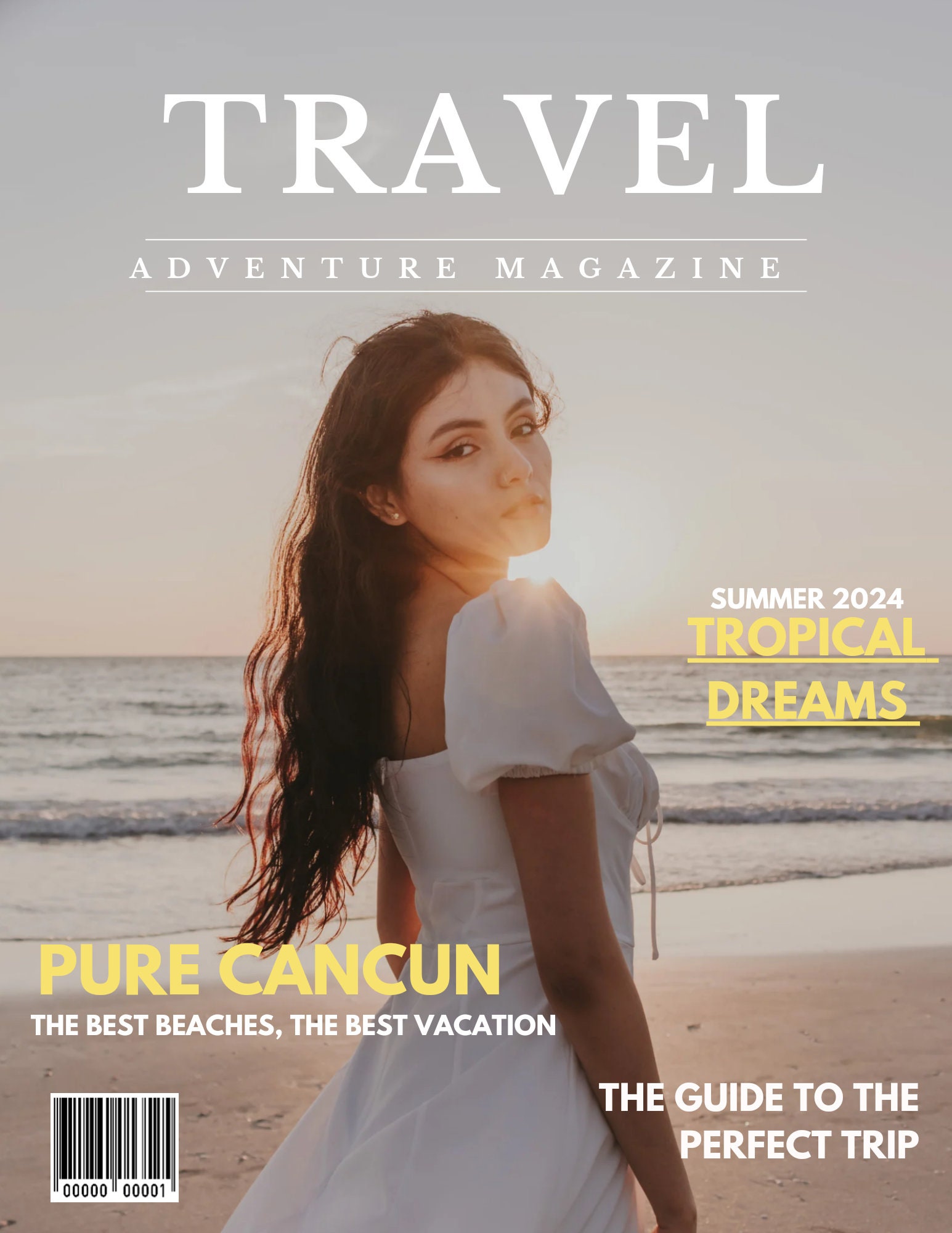 Travel Magazine Cover, Vacation Photo, Social Media Post, DIY, Editable ...
