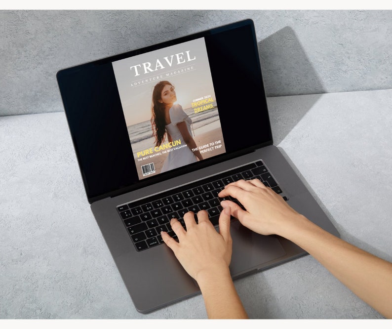 Travel Magazine Cover, Vacation Photo, Social Media Post, DIY, Editable ...