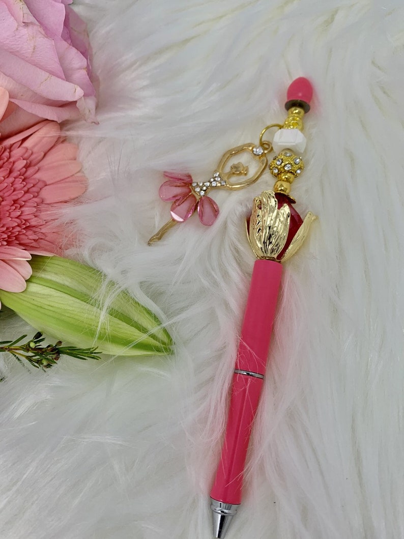 Ballerina Beaded Pen Pink Beaded Pen Gift for ballet dancer | Etsy