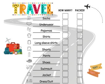 Kids Packing List Kids Vacation Packing Checklist Kids Packing ...