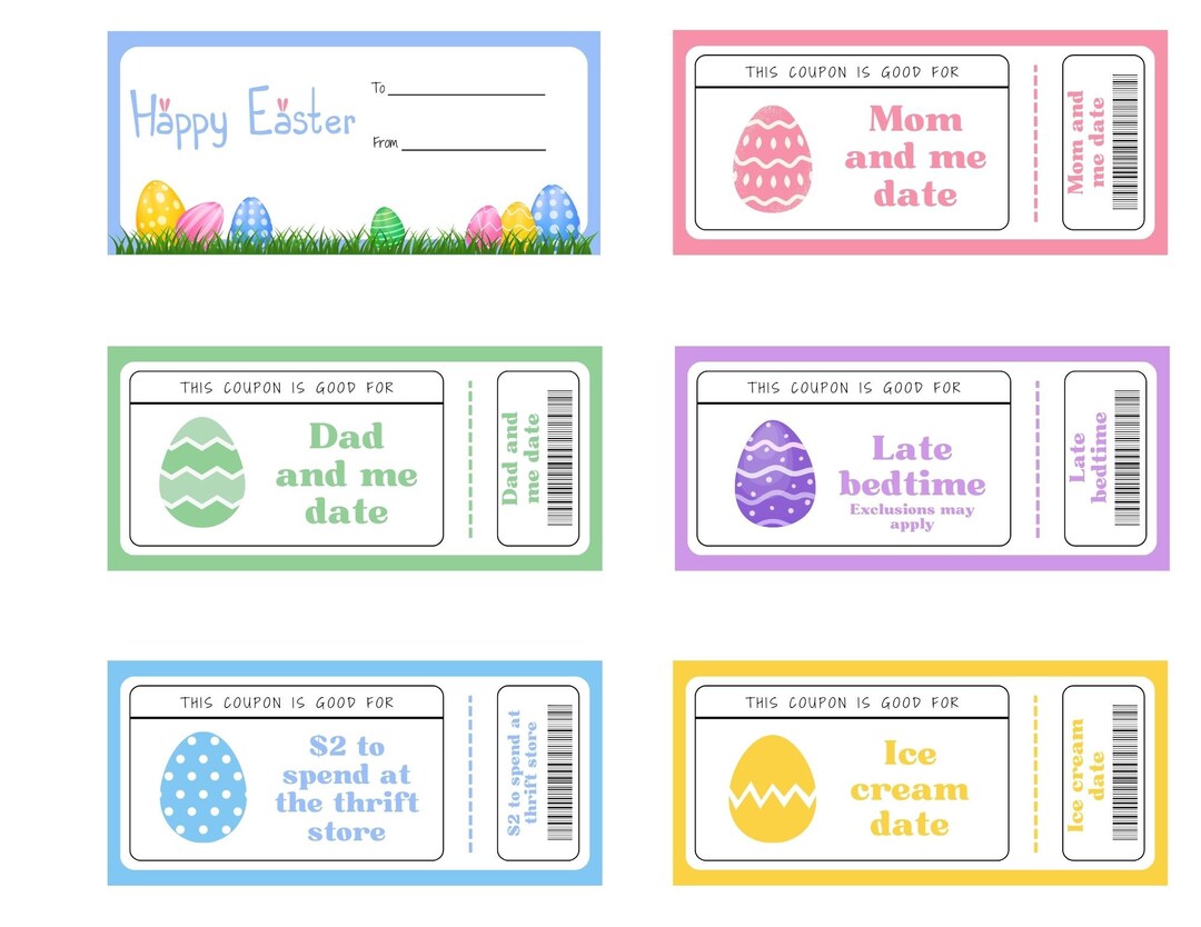 Easter Coupons for Kids - PRINTABLE - Etsy