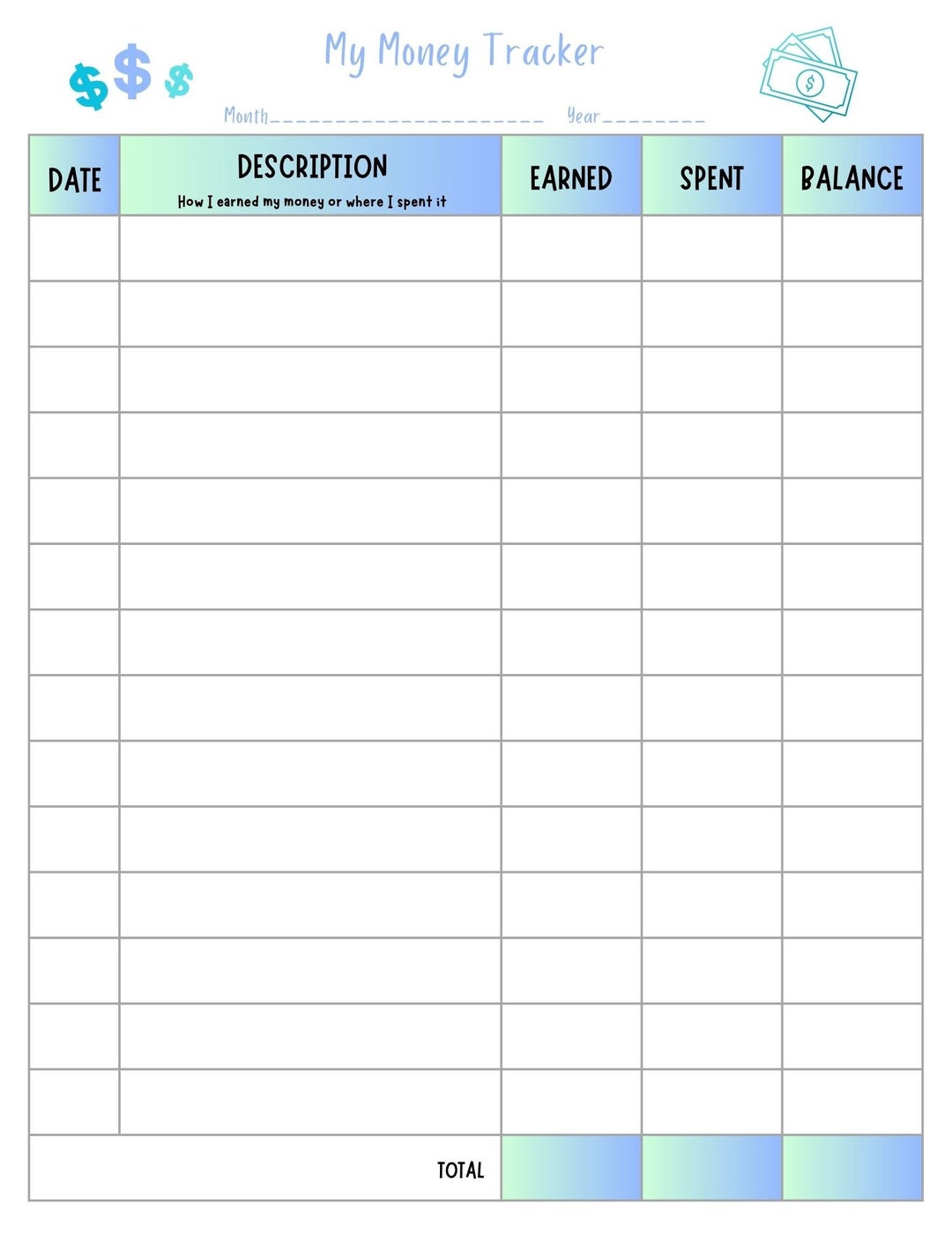 Kids Budget Worksheet PRINTABLE - Etsy
