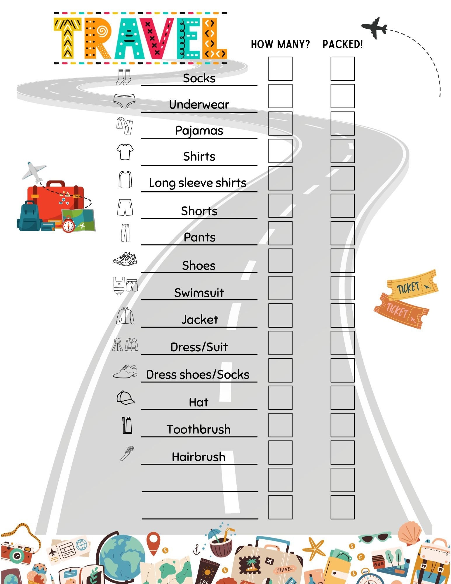 Kids Packing List PRINTABLE! - Etsy