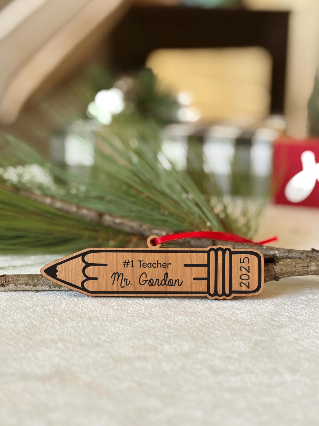 Number 1 Teacher Ornament | Pencil Gift for Favorite Student or ...