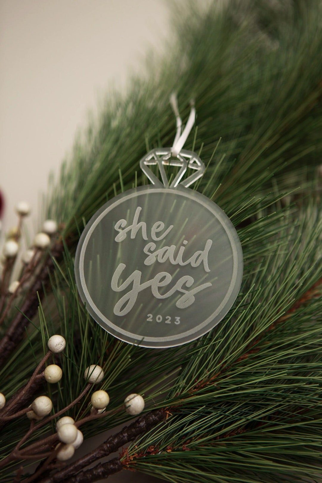 She Said Yes Engagement Ornament, Engagement Gifts for Couple ...