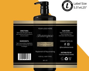 Shampoo Label Design | Etsy