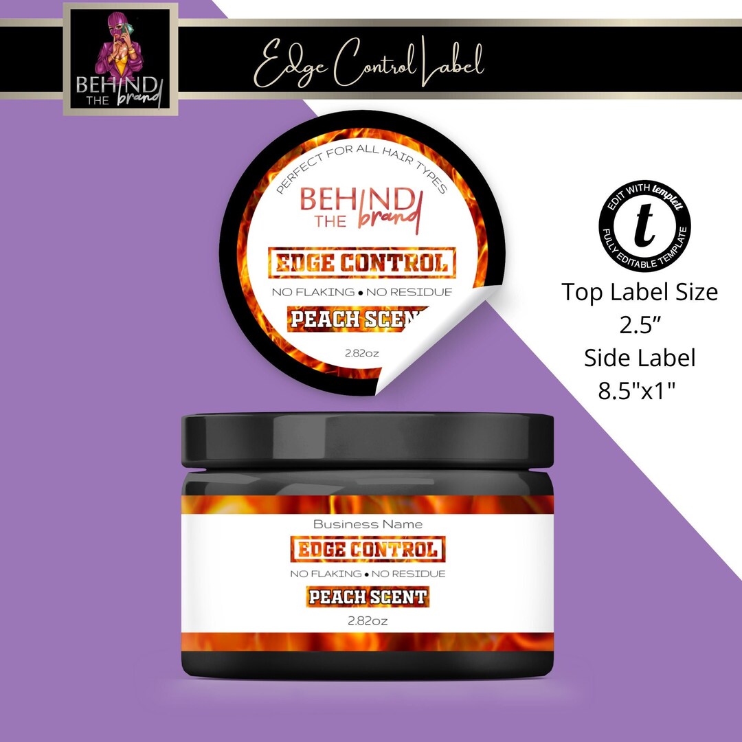 Fiery Edge Control Label Template - Etsy