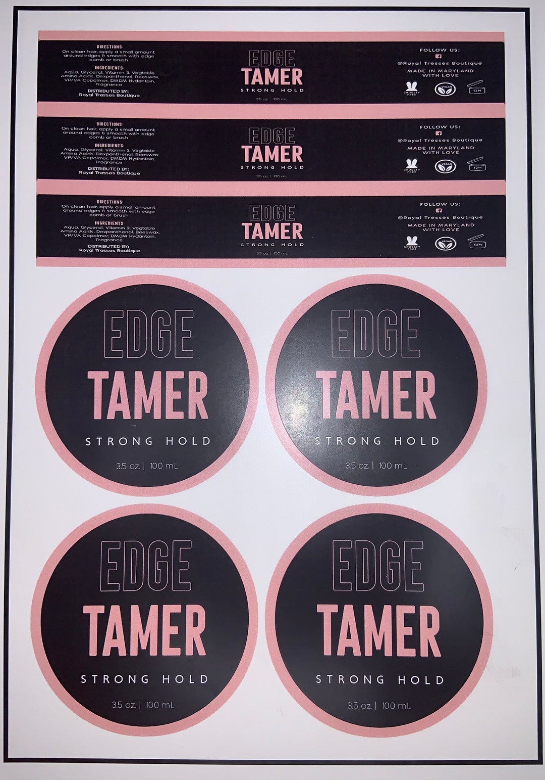 Edge Control Labels (YOUR LABELS ONLY No Custom Design) - Etsy