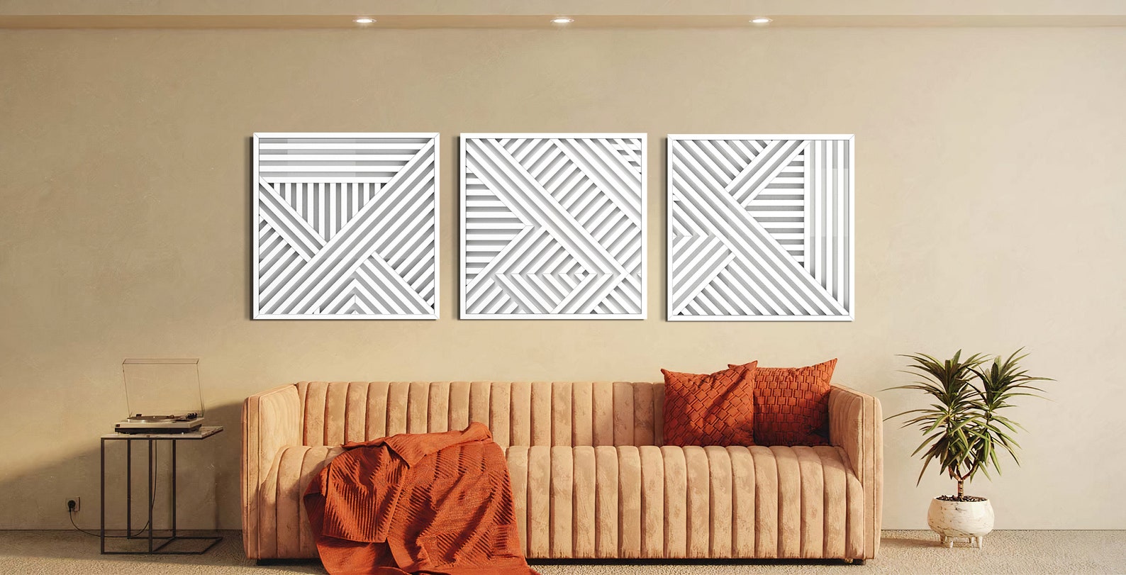 Geometric Wood Wall Art Set Geometric Wood Wall Art Modern - Etsy