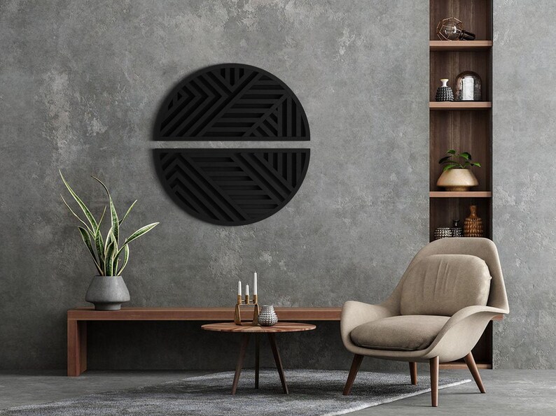 Round Wood Wall Art Round Wood Art Geometric Wood Wall Art - Etsy