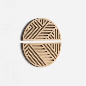 Round Wood Wall Art Round Wood Art Geometric Wood Wall Art - Etsy
