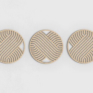 Round Wood Wall Art Set | Modern Wooden Wall Art | Geometric Decor ...