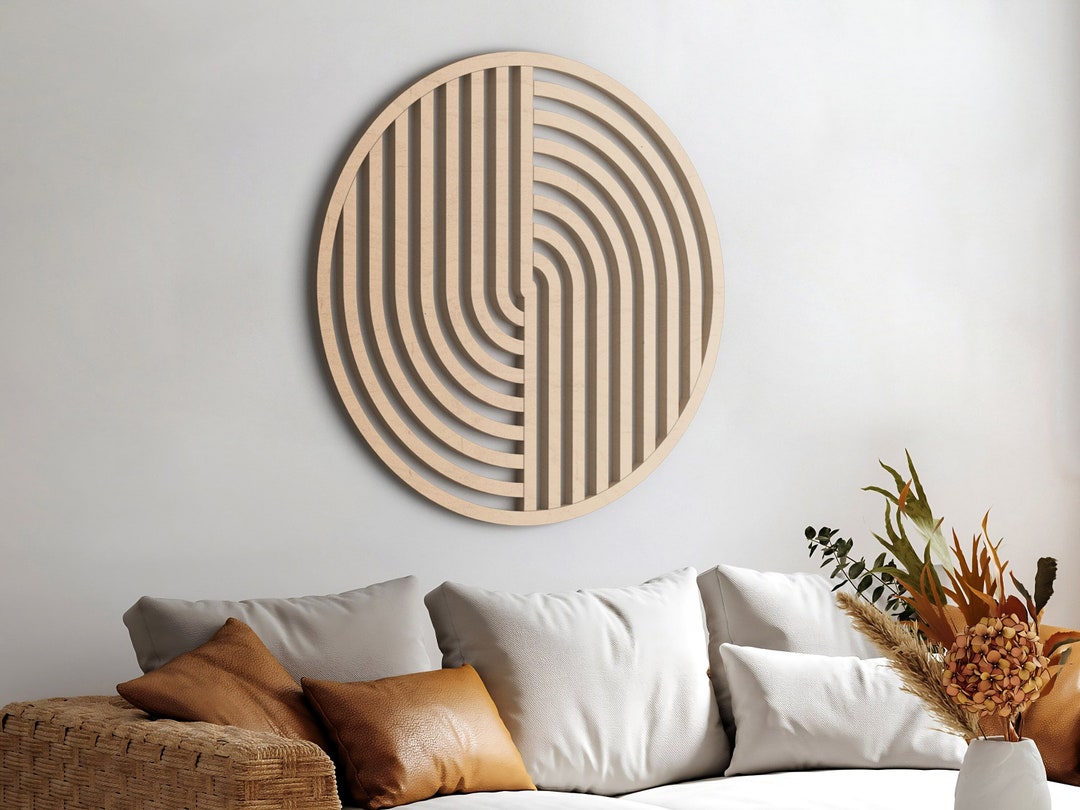 Round Wood Wall Art | Modern Wood Wall Art | Geometric Decor ...