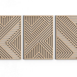 Geometric Wood Wall Art | Modern Wood Wall Art Set | Abstract Wooden ...