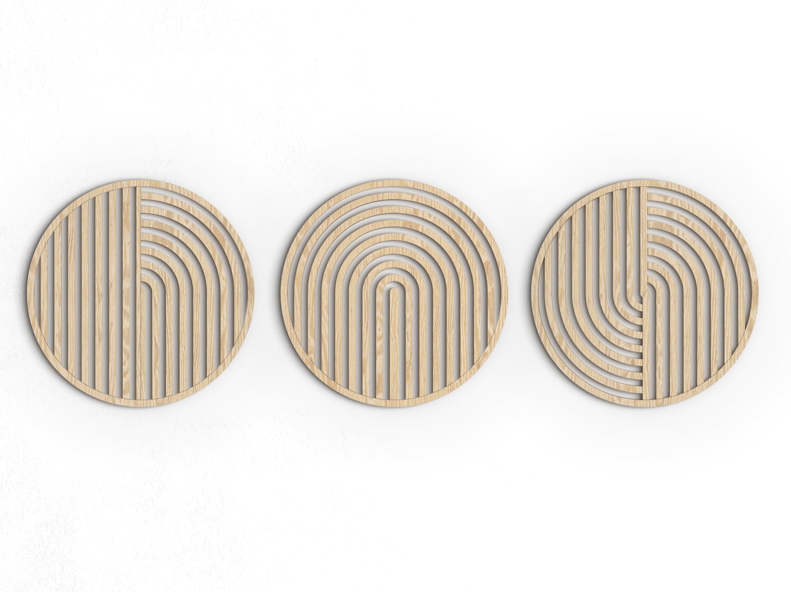 Round Wood Wall Art Set | Modern Wood Wall Art | Geometric Decor | Boho ...